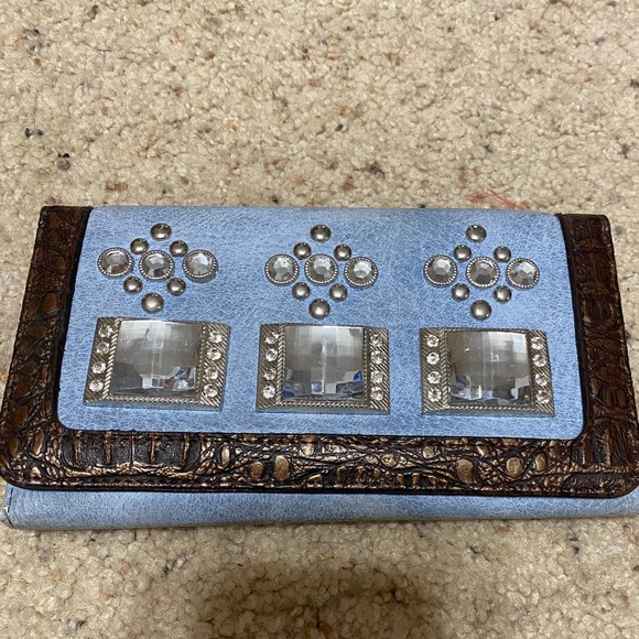 Bags | Blue Rhinestone Wallet | Poshmark
